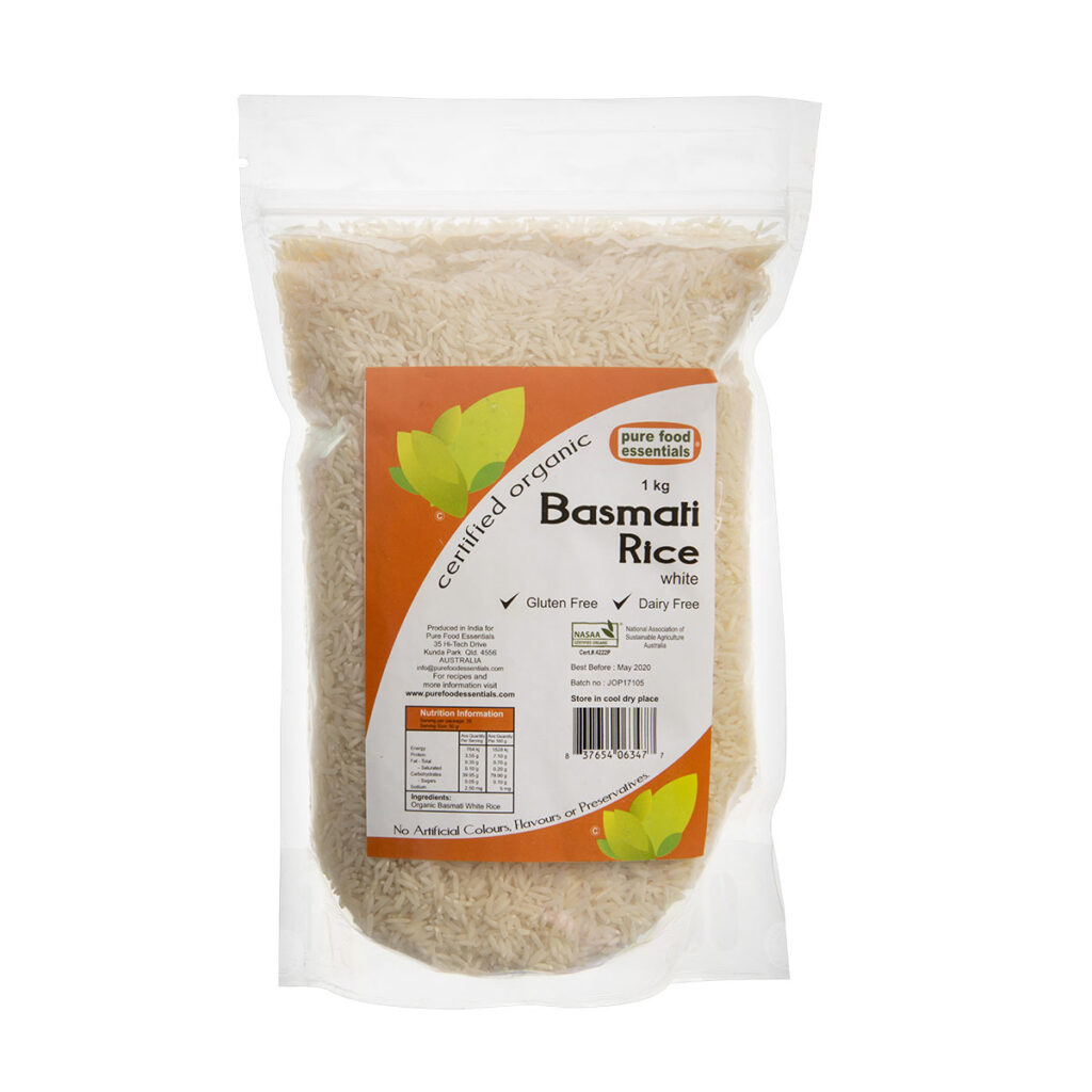 Pure Food Essentials Organic Basmati Rice 1kg – Dancing Leaf