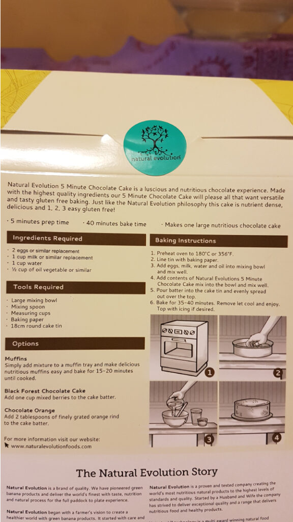 Natural Evolution Foods Healthy Gluten Free Chocolate Cake Mix 465g ...